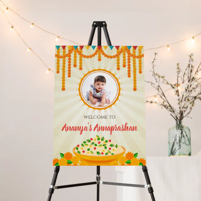 Annaprasan Welcome sign as First Rice feeding sign | Zazzle
