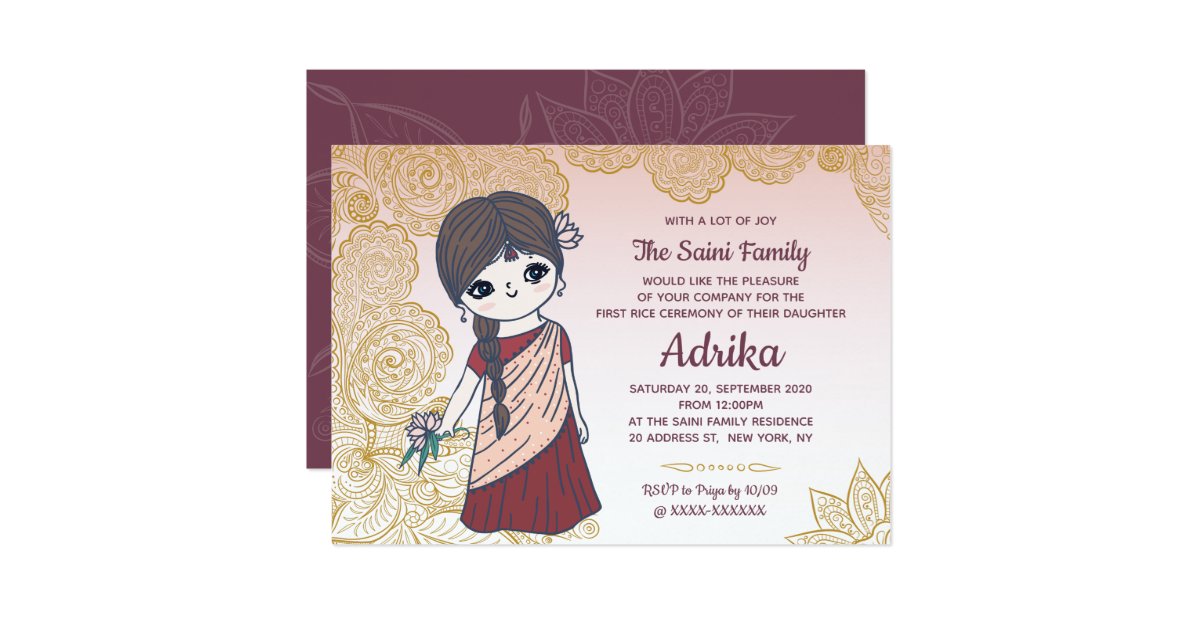 Annaprashan First Rice Ceremony Invitation | Zazzle.com