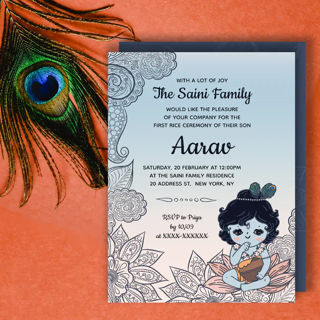 Annaprashan First Rice Ceremony Invitation | Zazzle