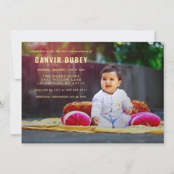 Annaprashan First Rice Ceremony Photo Invitation | Zazzle