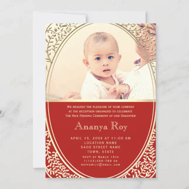 Annaprashan First Rice Ceremony Photo Invitation | Zazzle