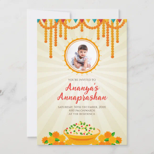 Annaprashana ceremony invites & Pasni invitations | Zazzle