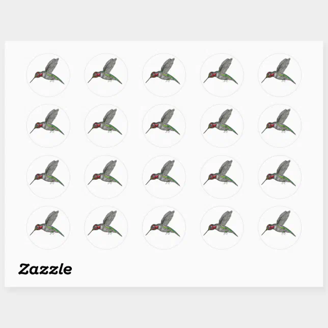Anna's Hummingbird in Flight Classic Round Sticker | Zazzle