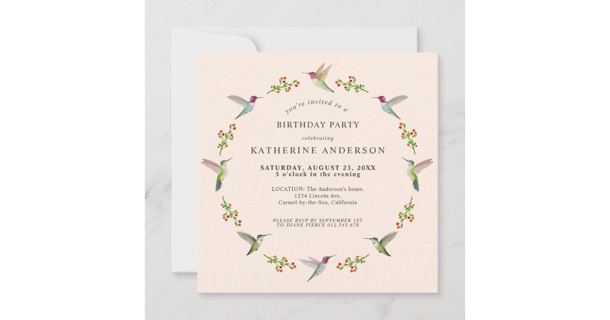 Anna's Hummingbirds Birthday Invitation | Zazzle