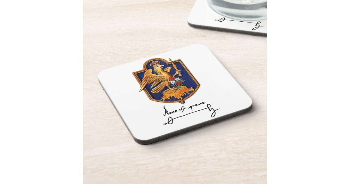 Anne Boleyn Signature & Coat of Arms Beverage Coaster | Zazzle.com