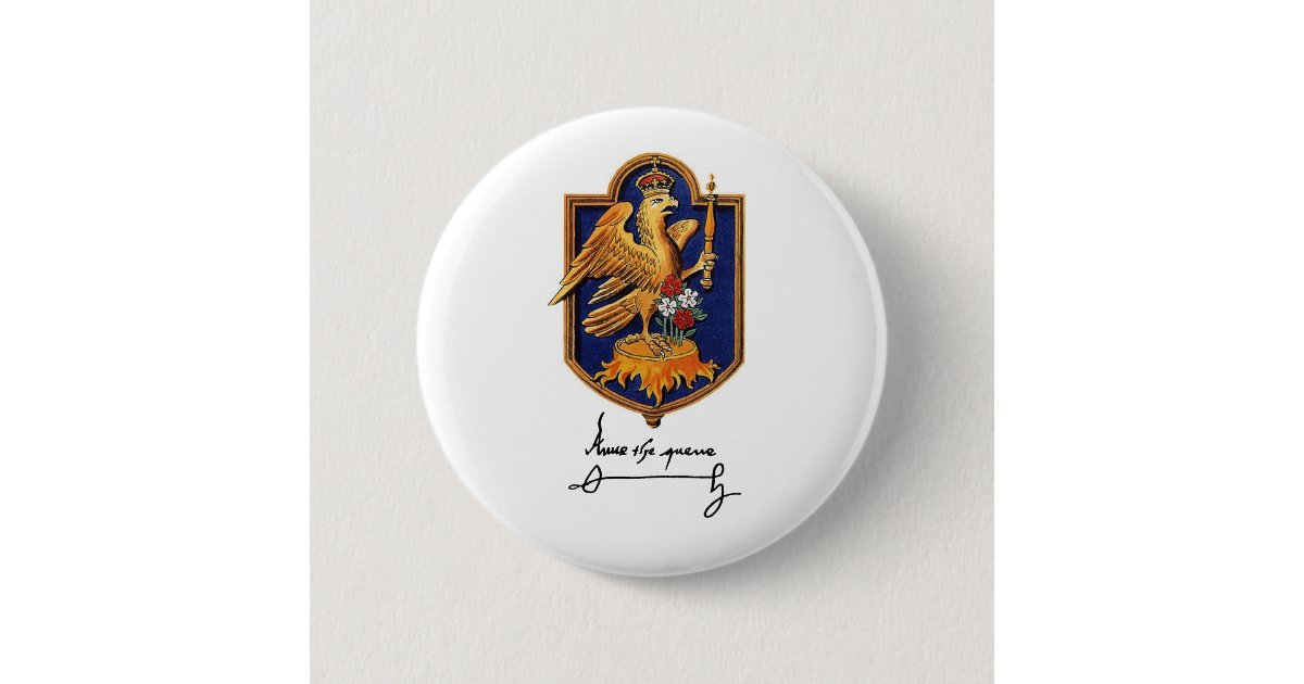 Anne Boleyn Signature & Coat of Arms Pinback Button | Zazzle