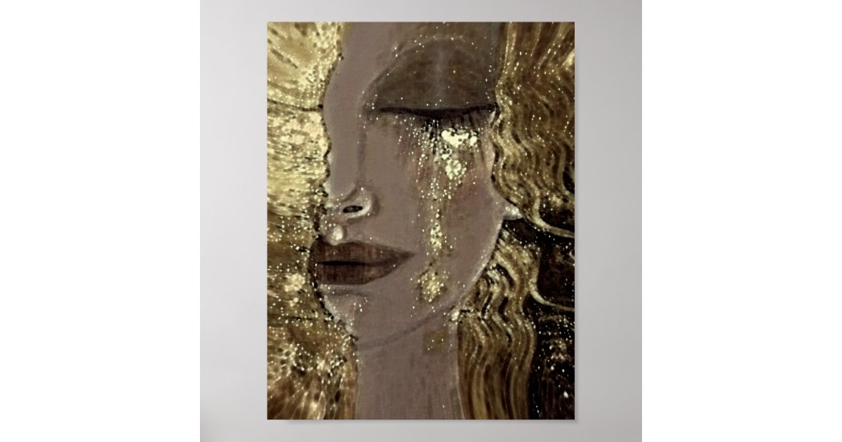 Anne Marie Zilberman / Woman with a Gold Tear Poster | Zazzle