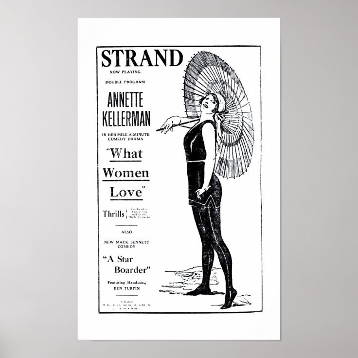 Annette Kellerman 1921 vintage movie ad poster | Zazzle