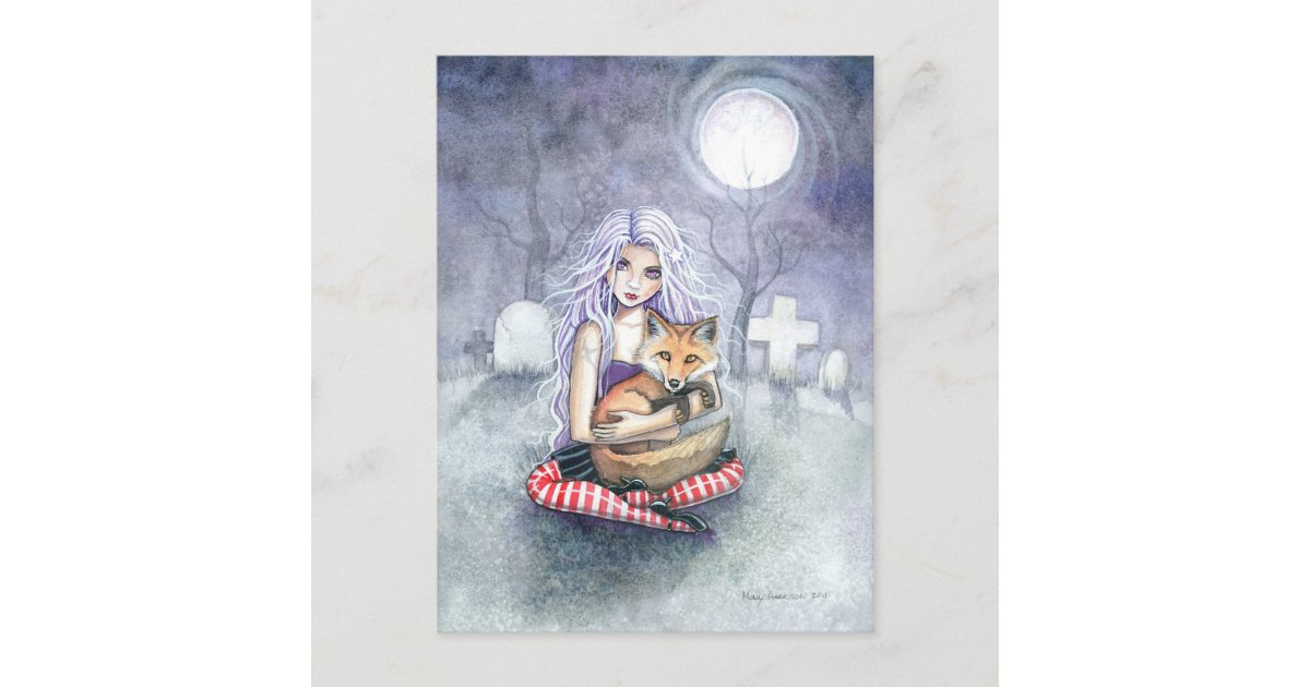 Annie's Fox Gothic Girl Fantasy Art Postcard | Zazzle