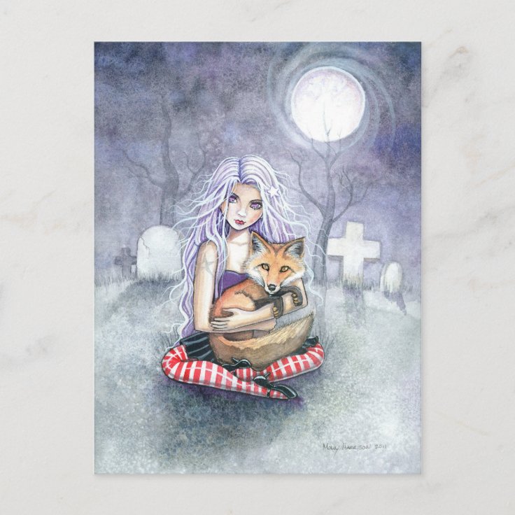 Annie's Fox Gothic Girl Fantasy Art Postcard | Zazzle