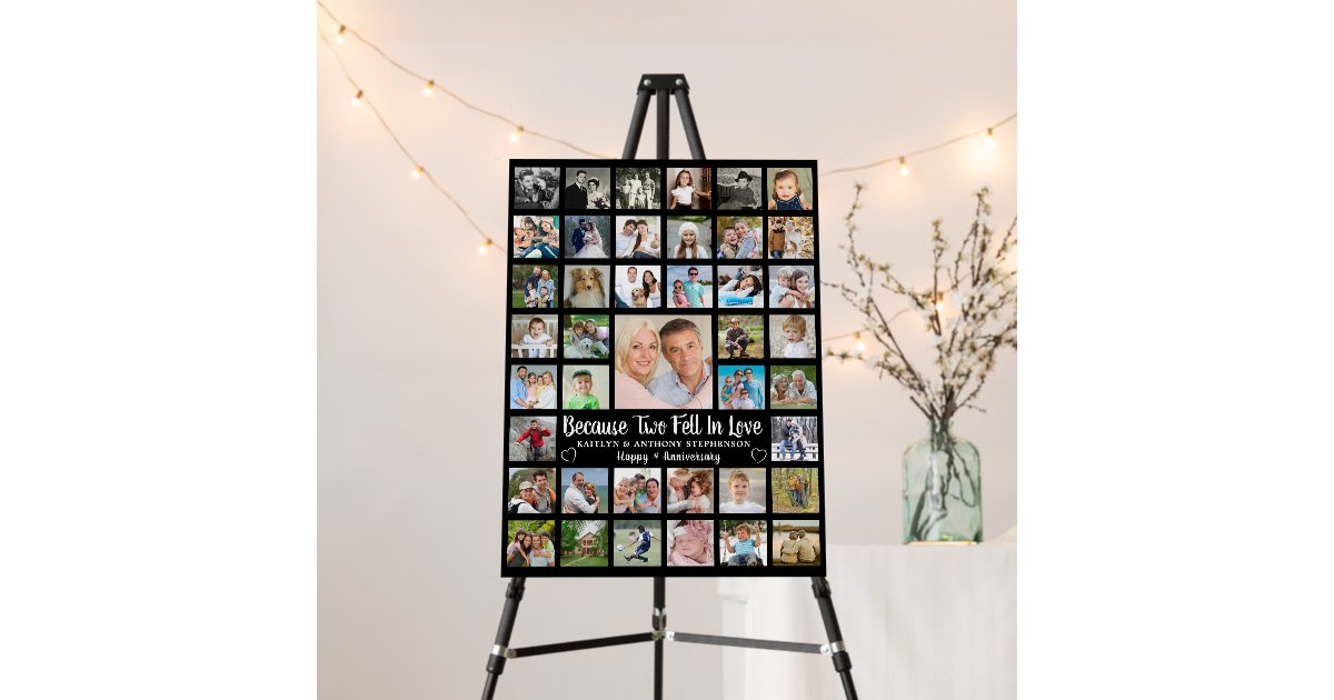 Anniversary 41 Photo Collage Custom Text and Color Foam Board | Zazzle