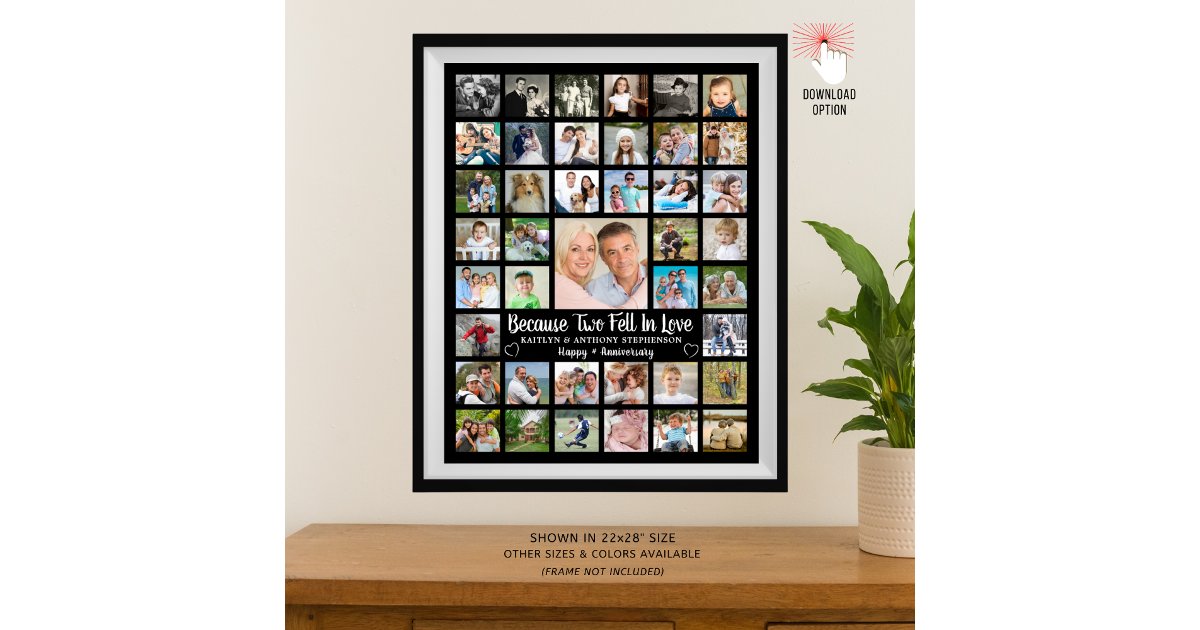 Anniversary 41 Photo Collage Custom Text and Color Poster | Zazzle