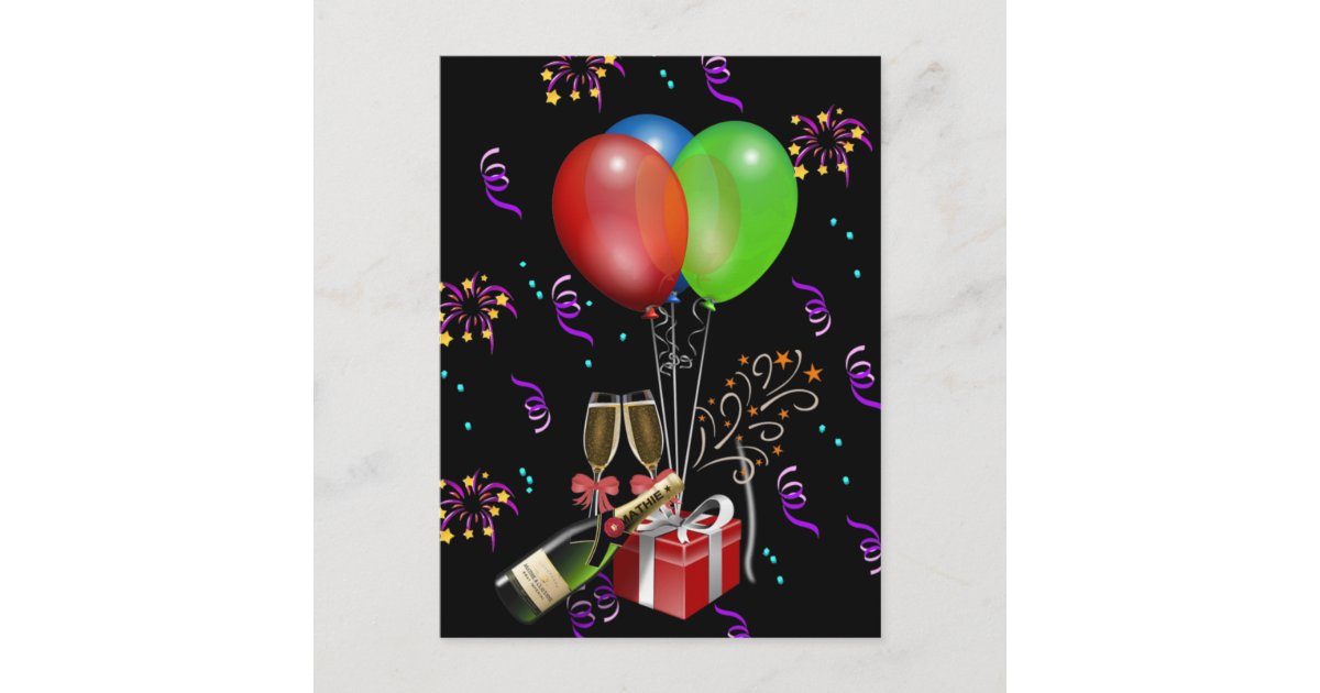 Anniversary Balloons Bottle Bucket Celebration Postcard | Zazzle