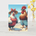 Anniversary Beach Chickens Wearing Swimsuits Card | Zazzle