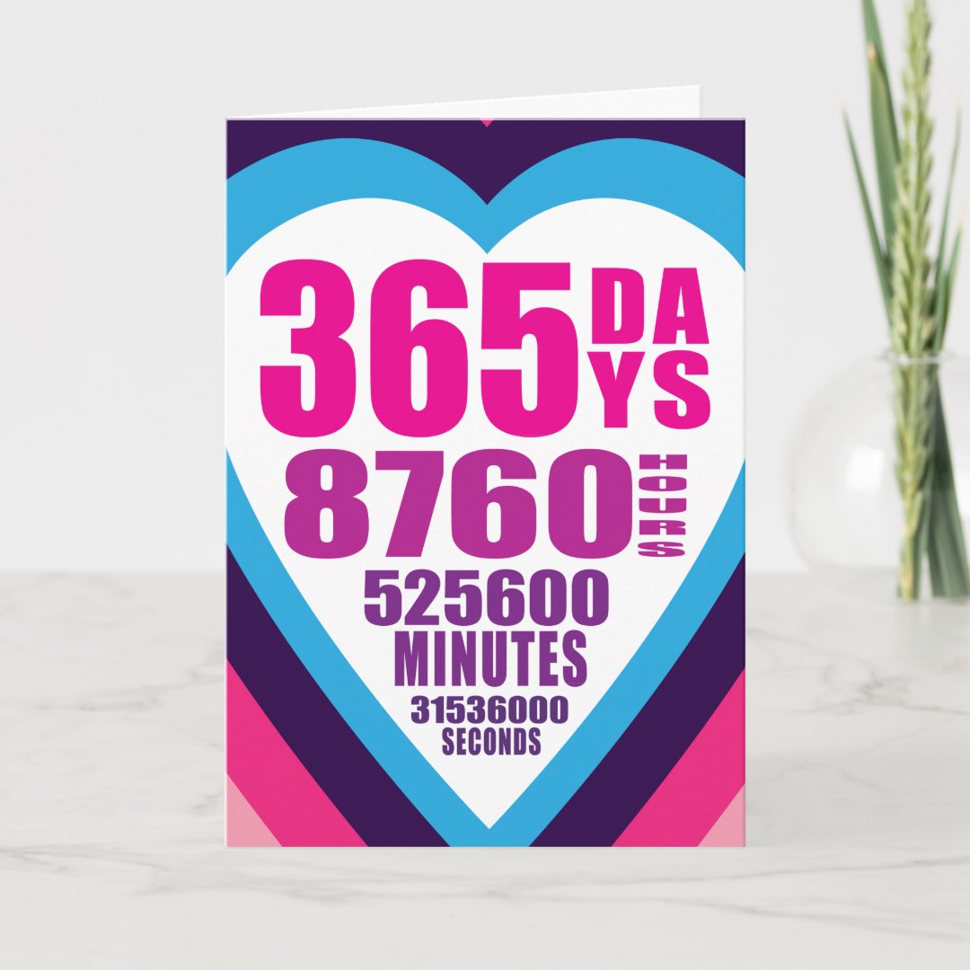 Anniversary Card - 365 Days - 1 Love | Zazzle