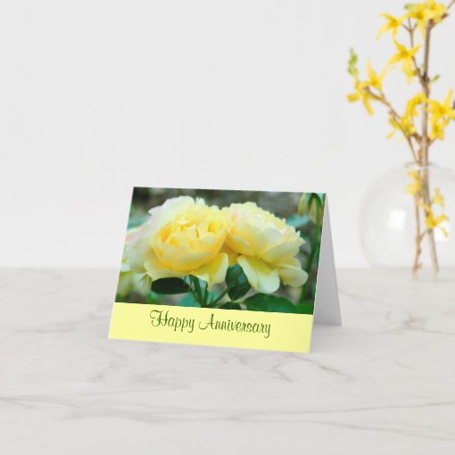 Anniversary Card, Yellow Roses Card | Zazzle