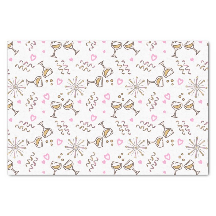 Anniversary Celebration Patterns Pink/Gold ID723 Tissue Paper | Zazzle.com