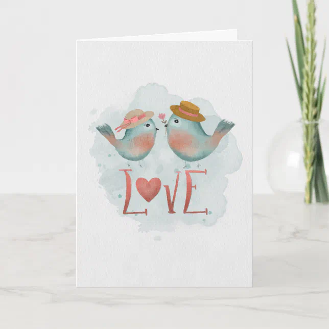 Anniversary Congratulations Watercolor LOVE Birds Card | Zazzle
