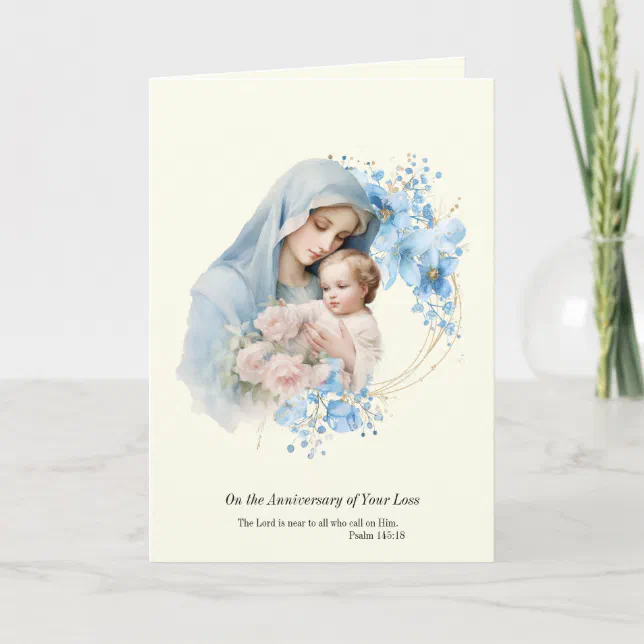 Anniversary Death Loss Jesus and Mary Card | Zazzle