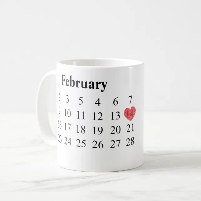 Anniversary Gift - Calendar & Engraved Rings Coffee Mug | Zazzle