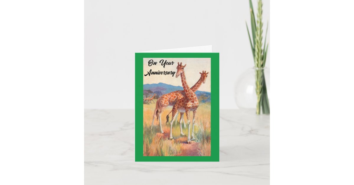Anniversary Giraffes Folded Greeting Card | Zazzle
