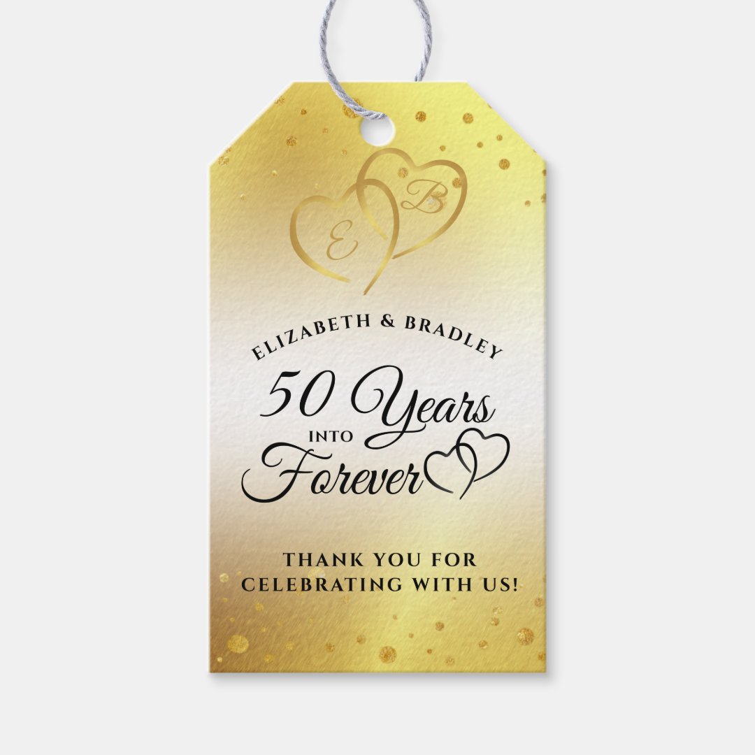 Anniversary Gold 50 YEARS INTO FOREVER Thank You Gift Tags | Zazzle