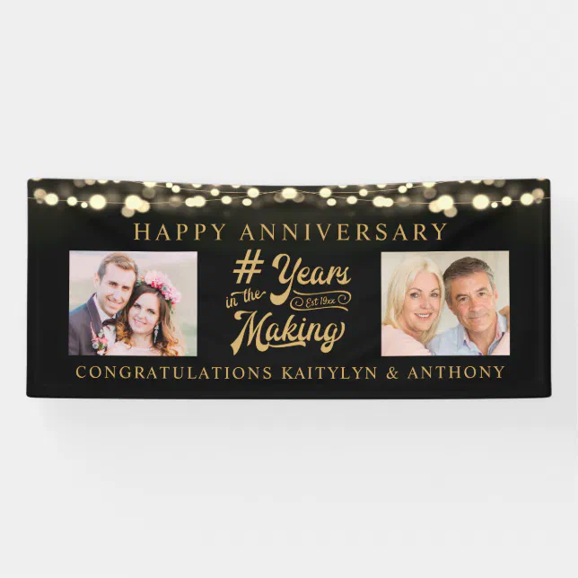 Anniversary Lights Photo YEARS IN THE MAKING Banner | Zazzle