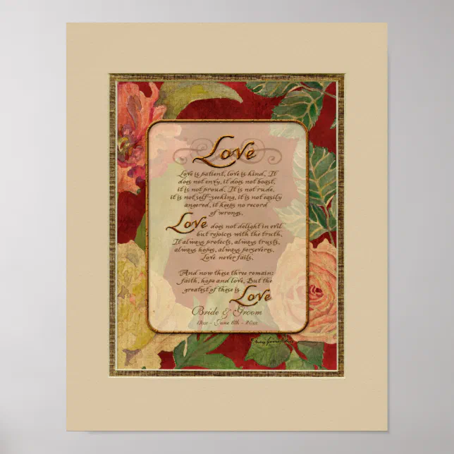 Anniversary, Love Chapter 1 Corinthians 13 Poster | Zazzle