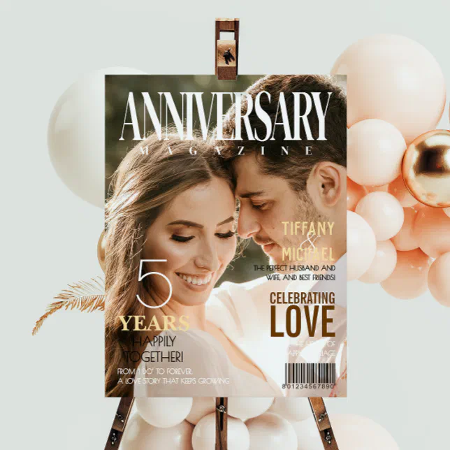 Anniversary Magazine Cover Husband | Wife Photo Foam Board | Zazzle
