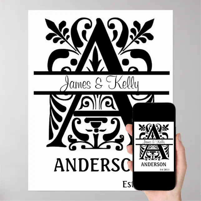 Anniversary Monogram Poster | Zazzle