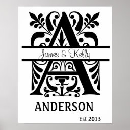 Anniversary Monogram Poster | Zazzle