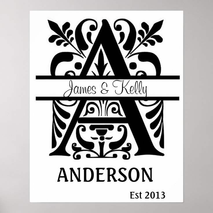 Anniversary Monogram Poster | Zazzle