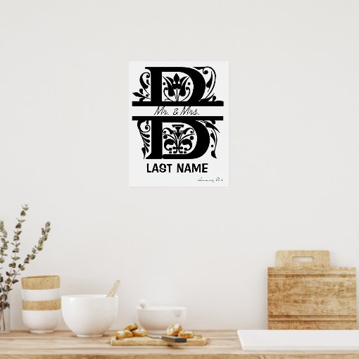 Anniversary Monogram Poster | Zazzle