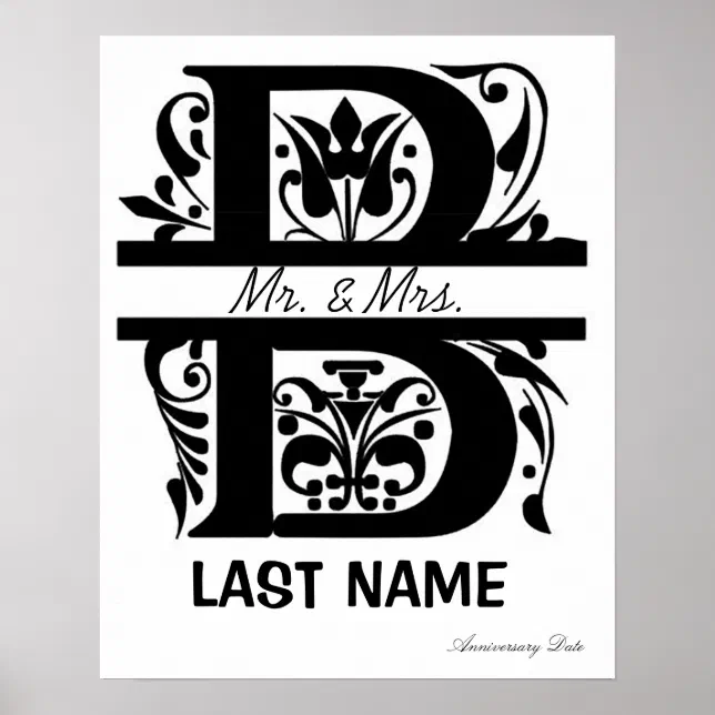 Anniversary Monogram Poster | Zazzle
