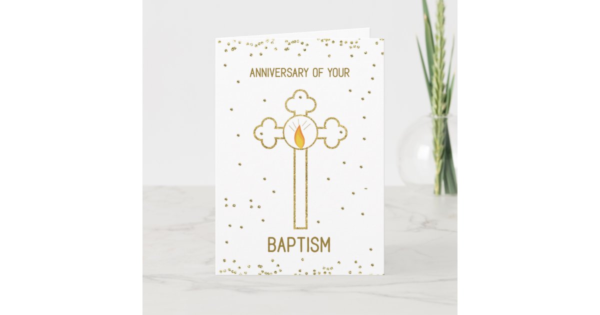 Anniversary of Baptism Gold Cross Card | Zazzle.com