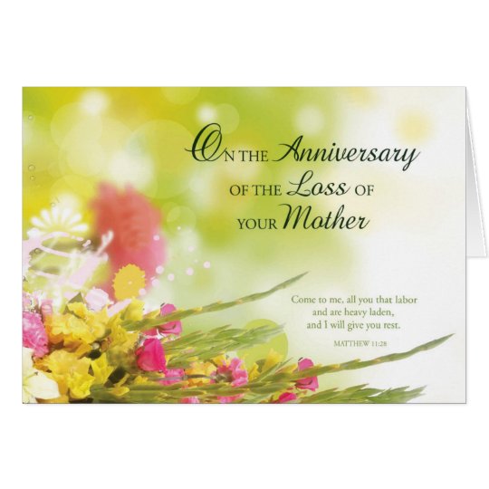 Anniversary Of Loss Of Mother Death Flowers Card Zazzle
