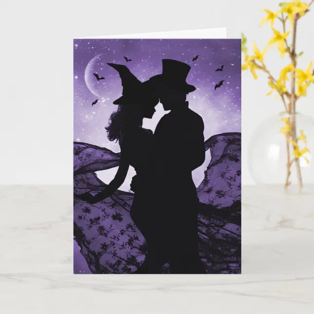 Anniversary on Halloween Cute Wicked Couple Card | Zazzle