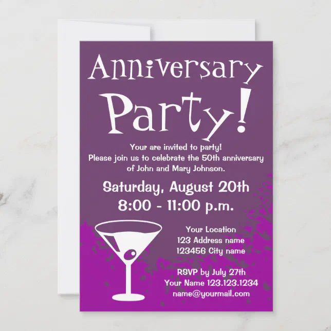 Anniversary party invitations | Custom invites | Zazzle