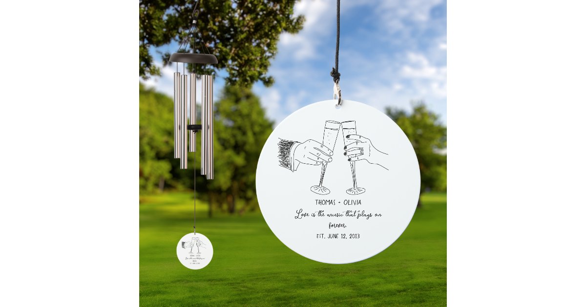 Anniversary Photo Chimney, toast to love Wind Chime | Zazzle