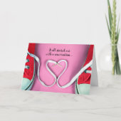 Anniversary Shoestring Heart and Sneakers Card | Zazzle