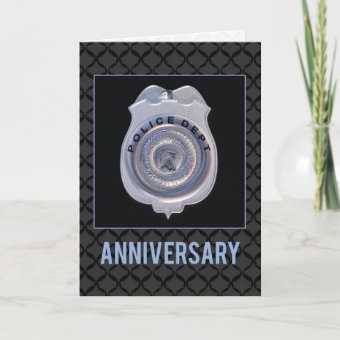 Anniversary with Police Department, Badge Card | Zazzle