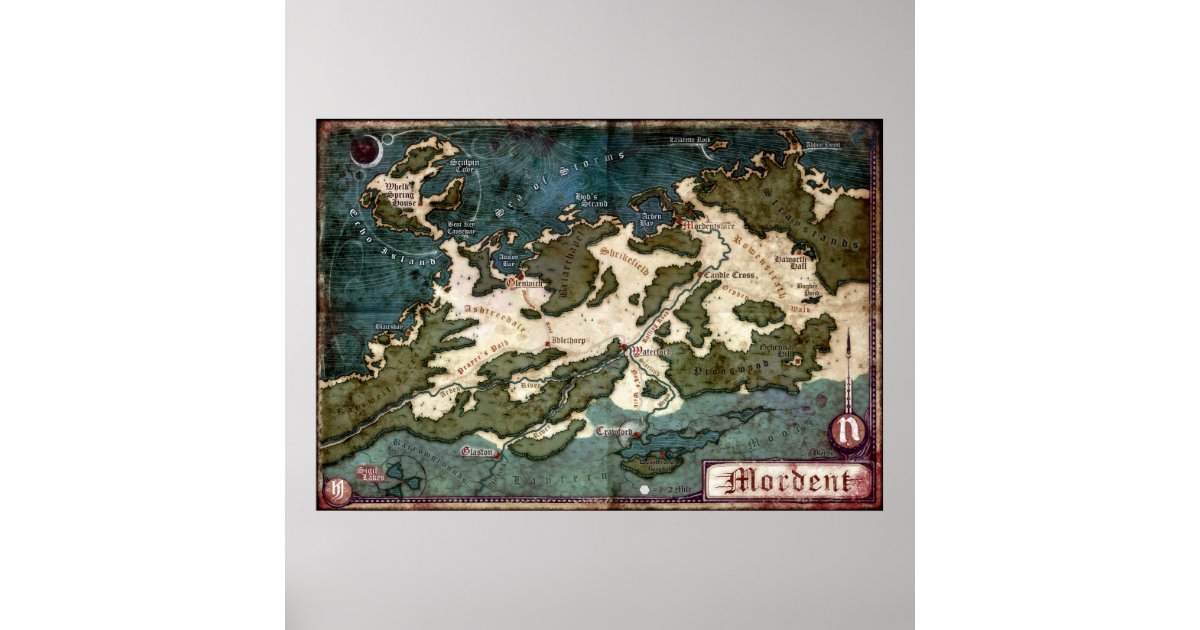 Annotated Map of Mordent (Ravenloft) Poster | Zazzle