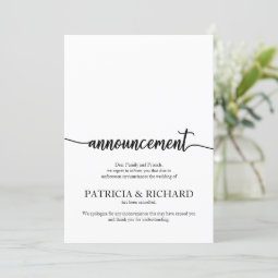 Announcement Cancelled Wedding Elegant Calligraphy | Zazzle
