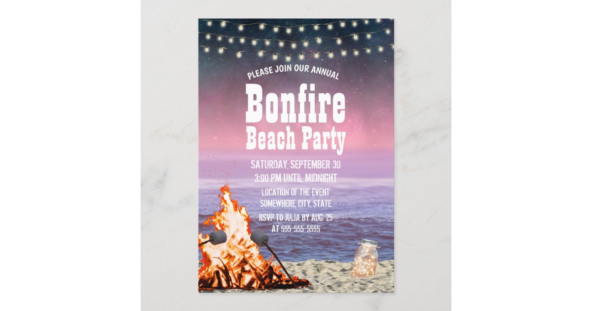 Annual Bonfire Beach Party Invitation | Zazzle.com