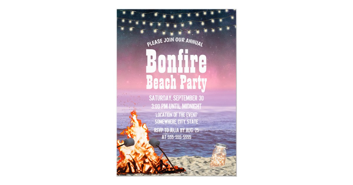 Annual Bonfire Beach Party Invitation | Zazzle.com