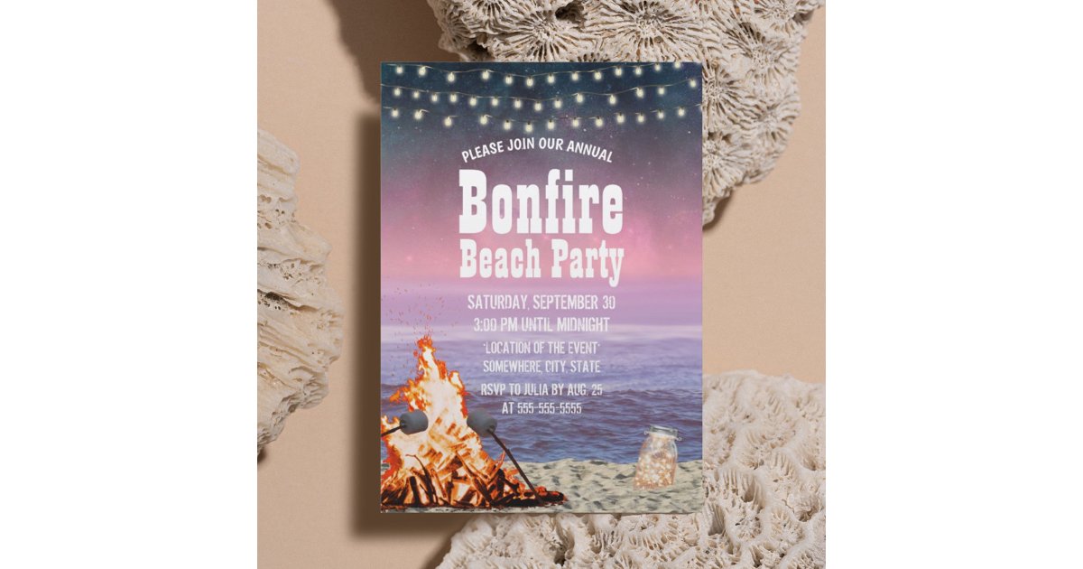 Annual Bonfire Beach Party Invitation | Zazzle