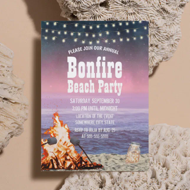 Annual Bonfire Beach Party Invitation | Zazzle