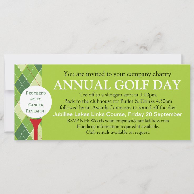 Annual Golf day corporate group event invitation | Zazzle