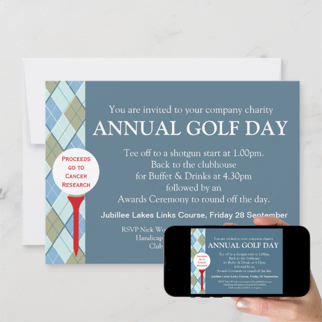 Annual Golf day corporate group event invitation | Zazzle