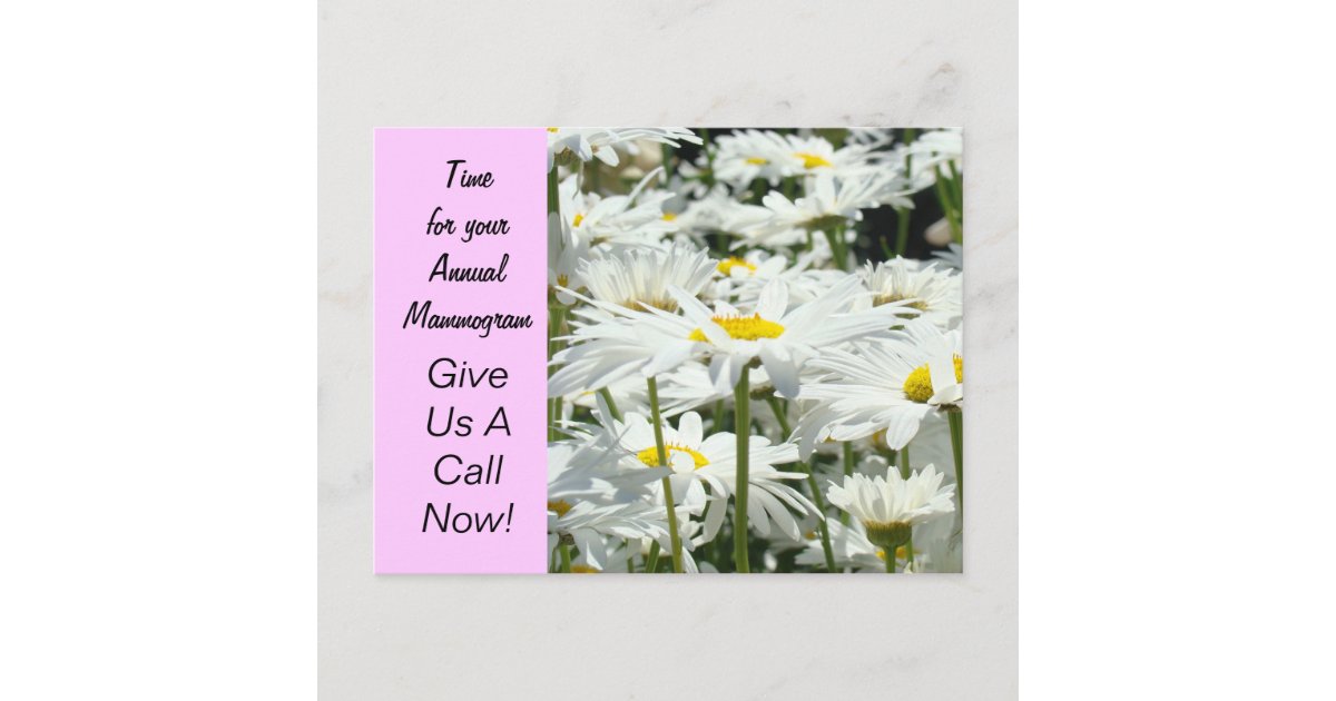 Annual Mammogram postcard Reminder Women | Zazzle